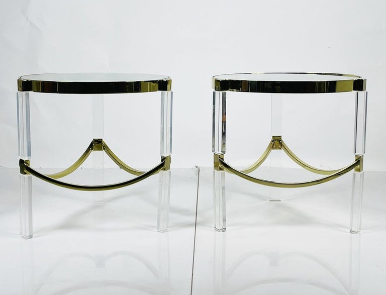 Pair of Lucite and Brass Side Tables by Charles Hollis Jones "Classic ...