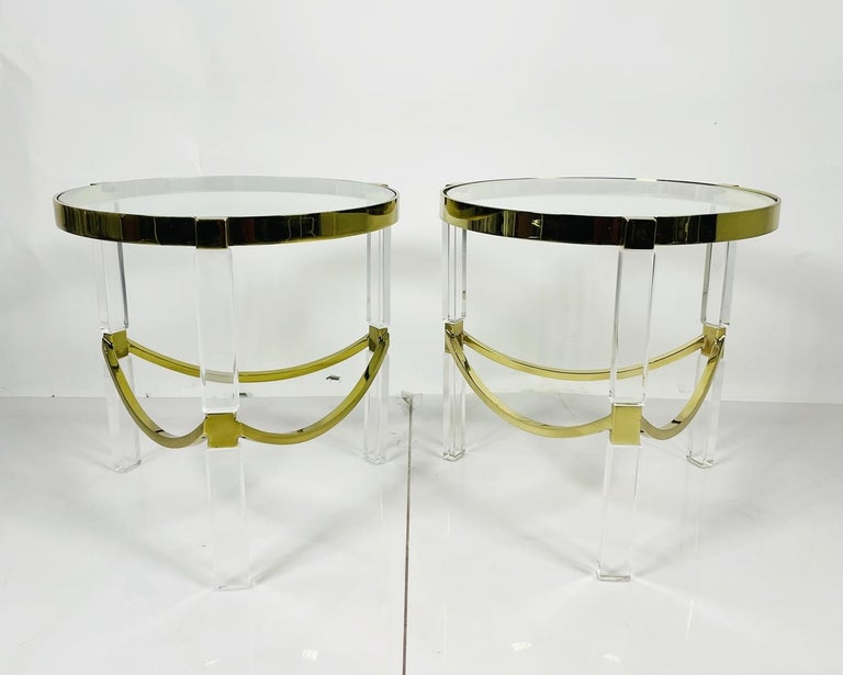 Pair of Lucite and Brass Side Tables by Charles Hollis Jones "Classic ...