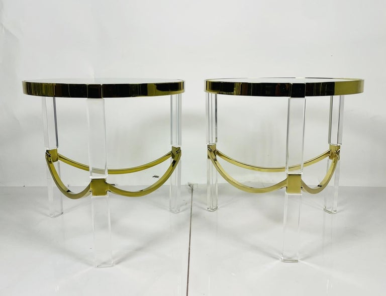 Pair of Lucite and Brass Side Tables by Charles Hollis Jones "Classic ...
