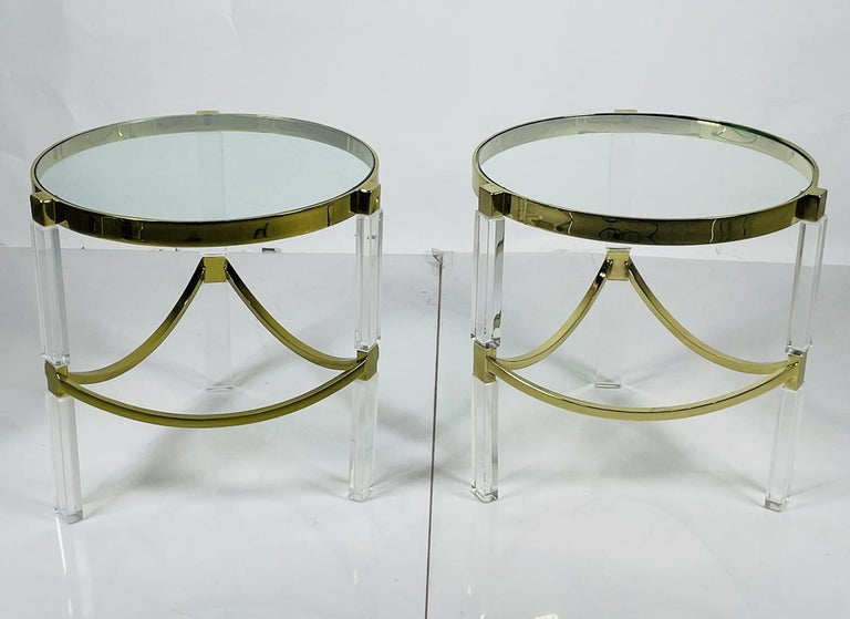 Pair of Lucite and Brass Side Tables by Charles Hollis Jones "Classic ...