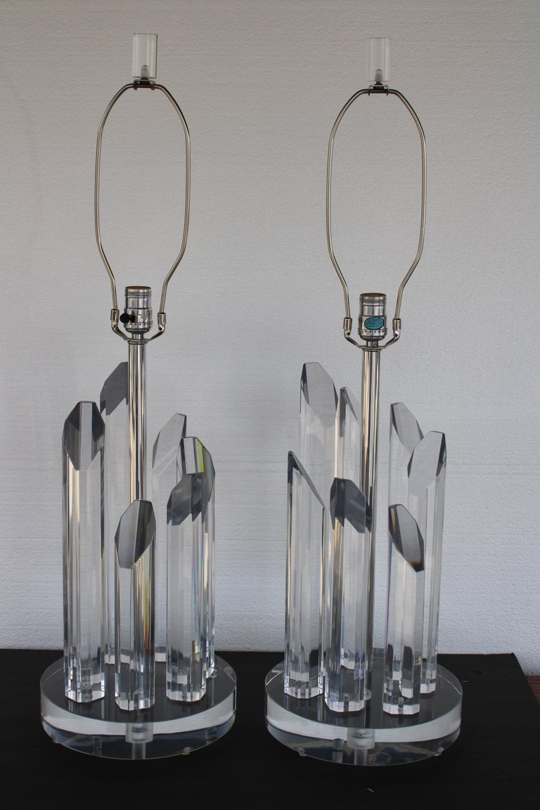 Pair of Lucite Lamps by Astrolite for Ritts Company, Los Angeles, CA ...