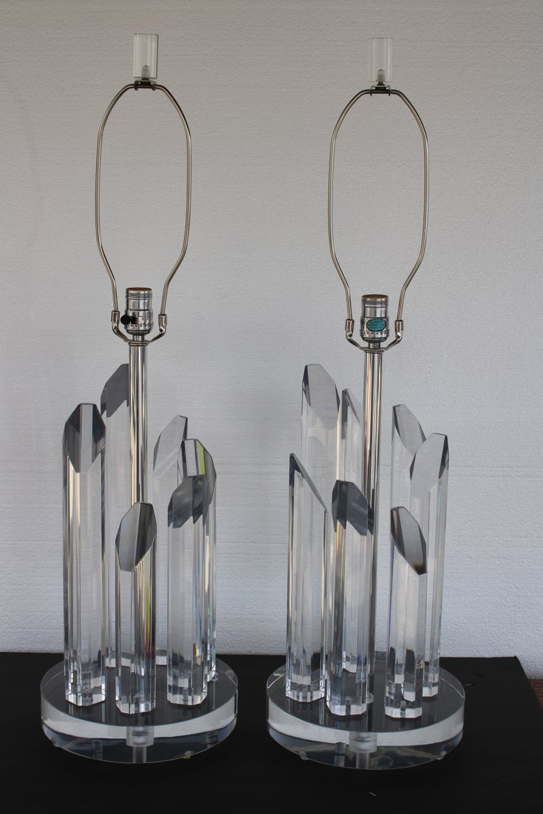 Pair of Lucite Lamps by Astrolite for Ritts Company, Los Angeles For ...