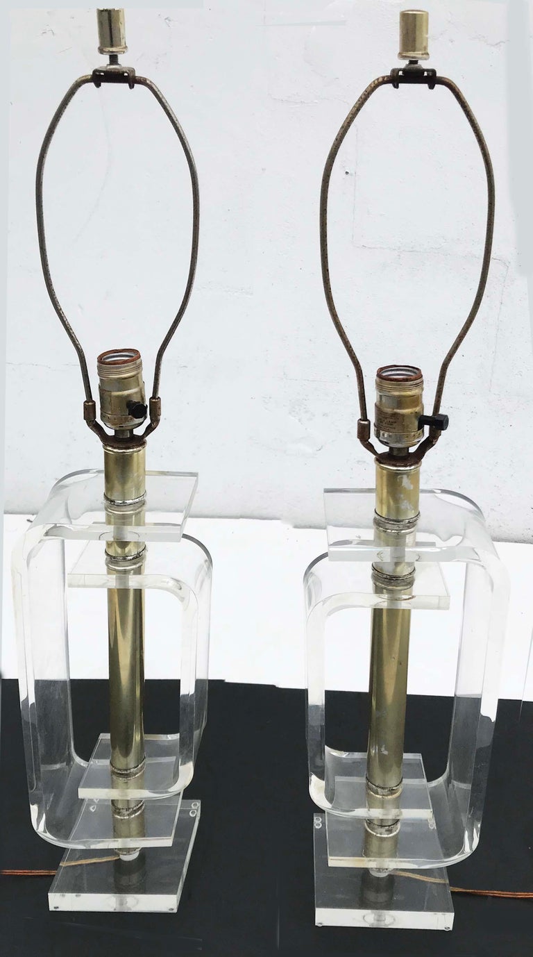 Pair of Lucite Table Lamps For Sale at 1stDibs | lucite lamps