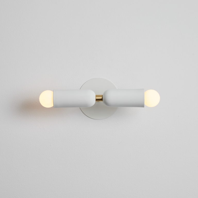 Pair of 'Lulu' Sconces in White and Brass by Alvaro Benitez For Sale at ...