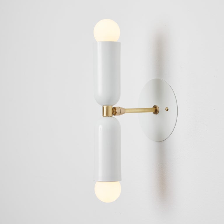 Pair of 'Lulu' Sconces in White and Brass by Alvaro Benitez For Sale at ...