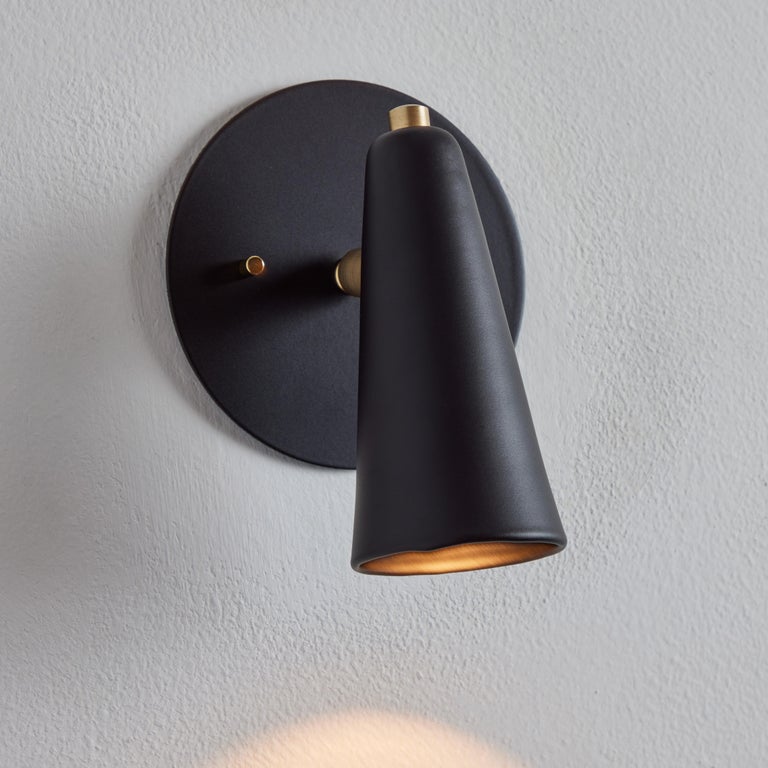 Pair of 'Lupita' Sconces in Black and Brass by Alvaro Benitez For Sale ...