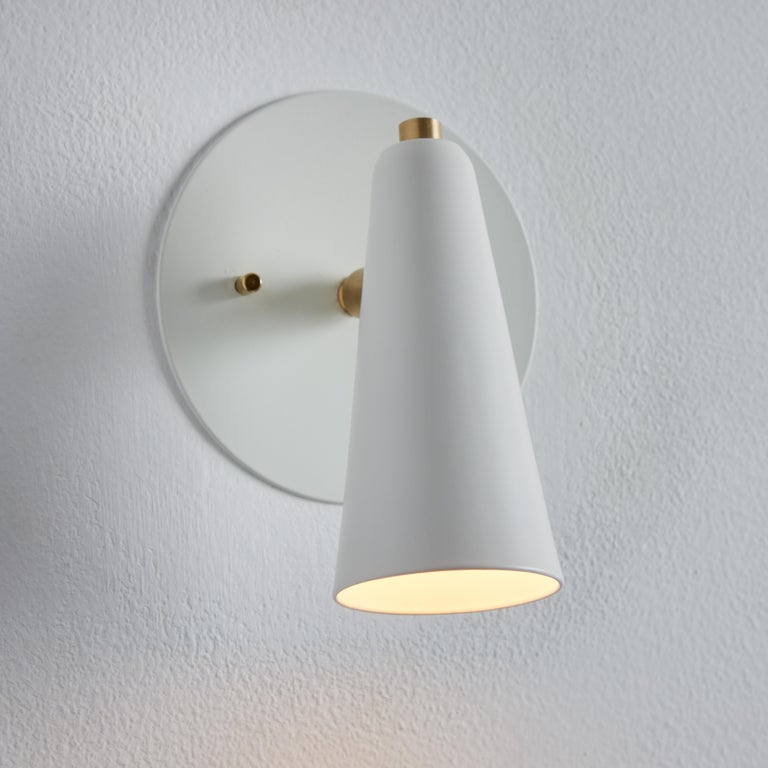 Pair of 'Lupita' Sconces in White and Brass by Alvaro Benitez For Sale ...