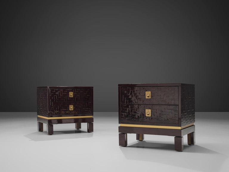 Pair of Luxurious Nightstands with Textured Lacquered Surface For Sale ...