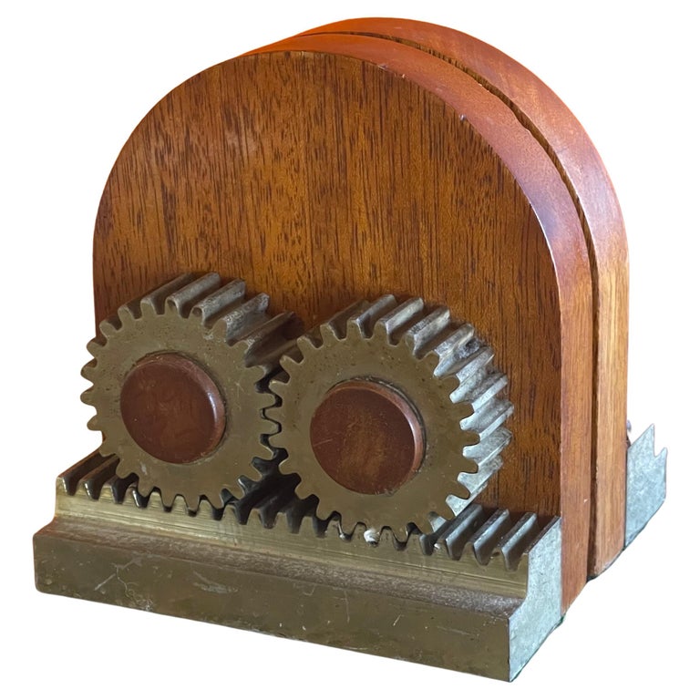 Pair of Machine Age Art Deco Gear Bookends For Sale at 1stDibs