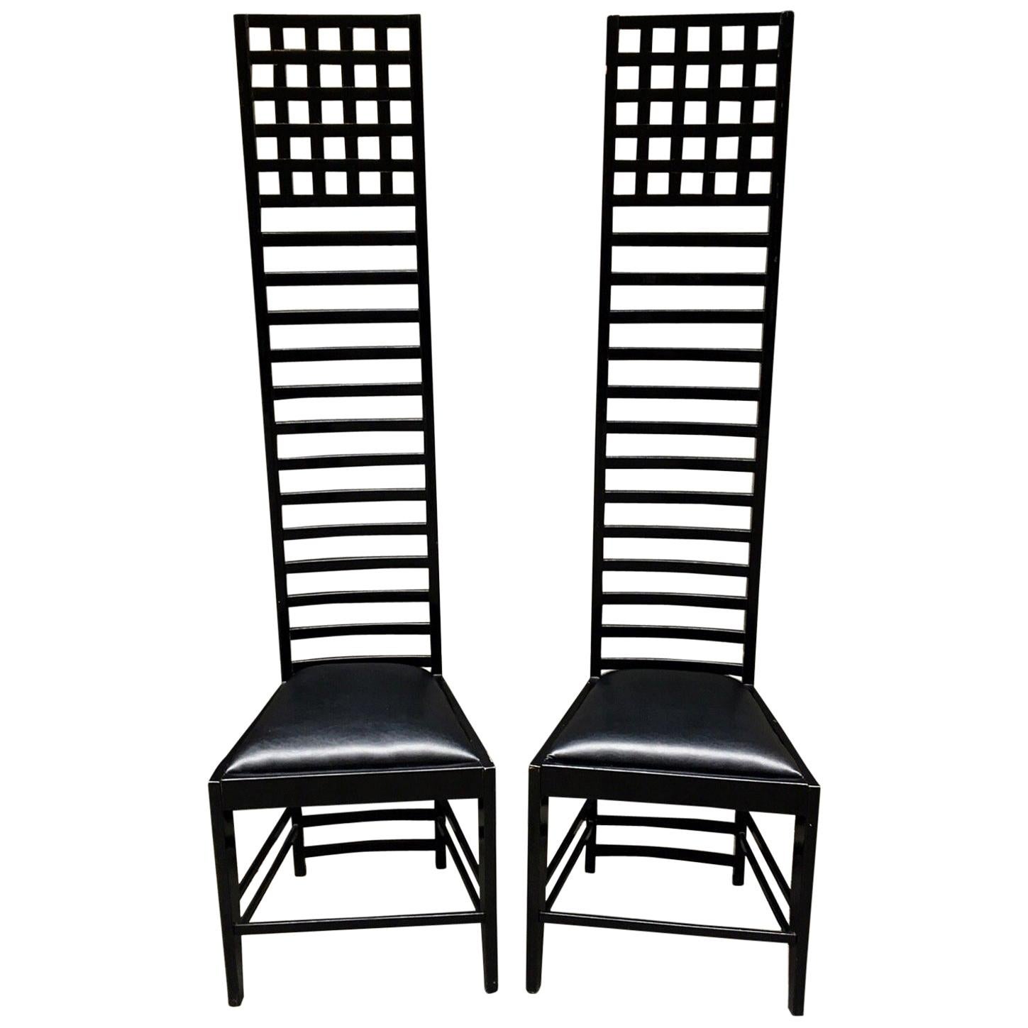 Pair of Mackintosh High Back Chairs, 1980s at 1stDibs