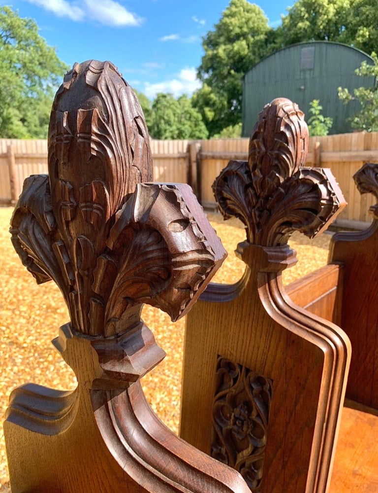 Pair of Magnificent Oak Gothic Style Choir Stalls For Sale at 1stDibs
