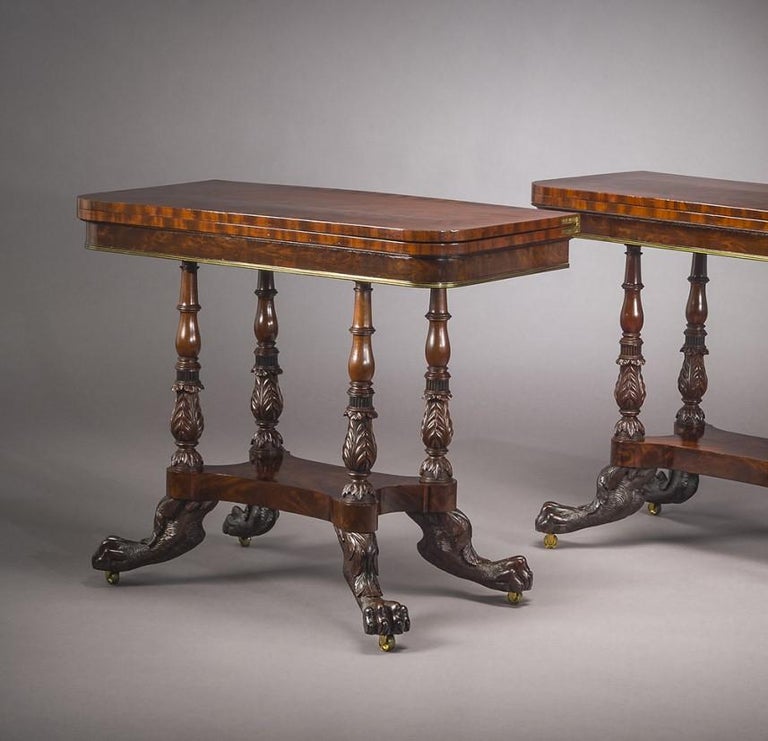Pair of Mahogany Card Tables in the Neoclassical Taste For Sale at 1stDibs