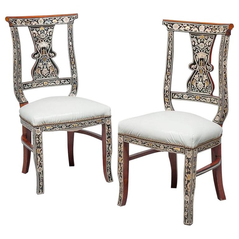 Pair of Mahogany Chairs, Arab Manufacture, Early 20th Century For Sale ...