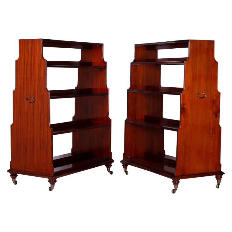 Pair of Mahogany Double-Sided Bookcases at 1stDibs