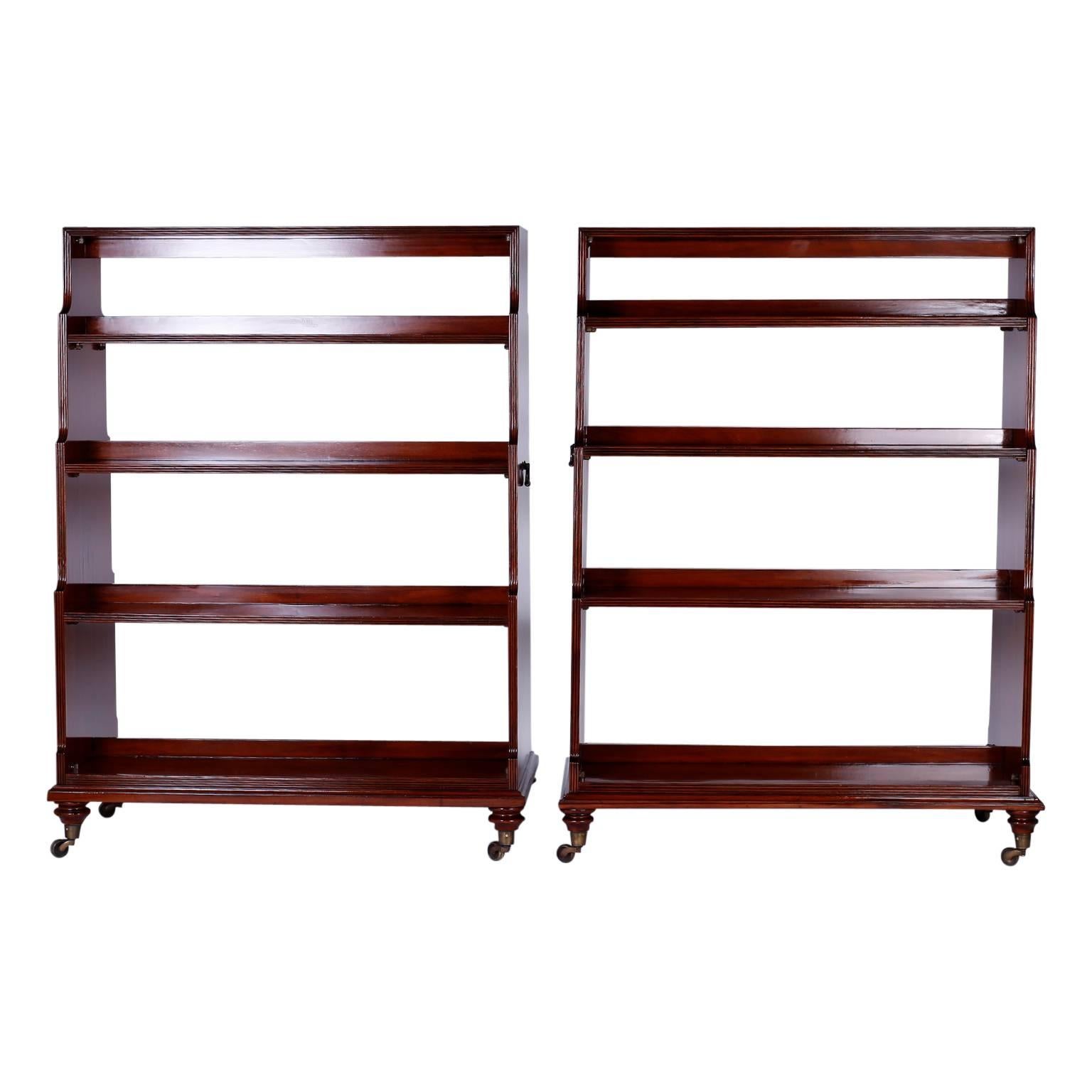 Pair of Mahogany Double-Sided Bookcases at 1stDibs | pair bookcases