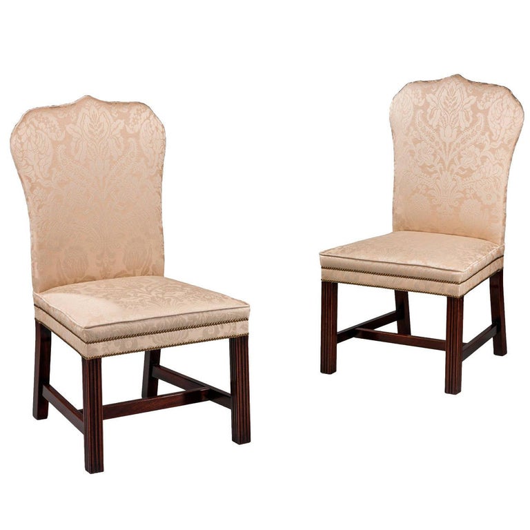 Pair of Mahogany Framed Chippendale Design Chairs For Sale at 1stDibs