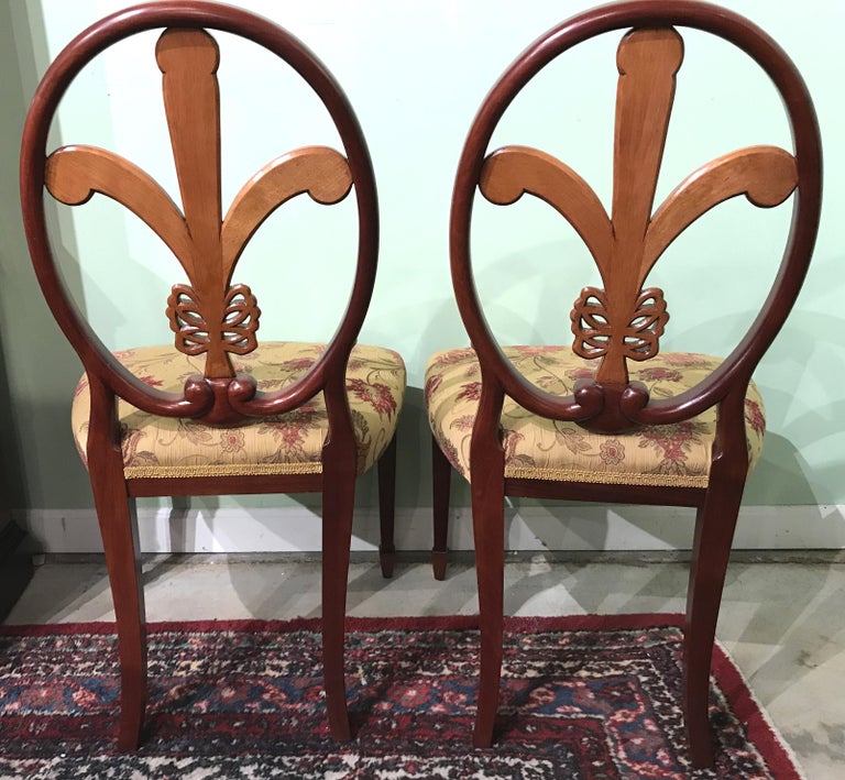 Pair of Mahogany and Maple Side Chairs with Prince of Wales Feather ...