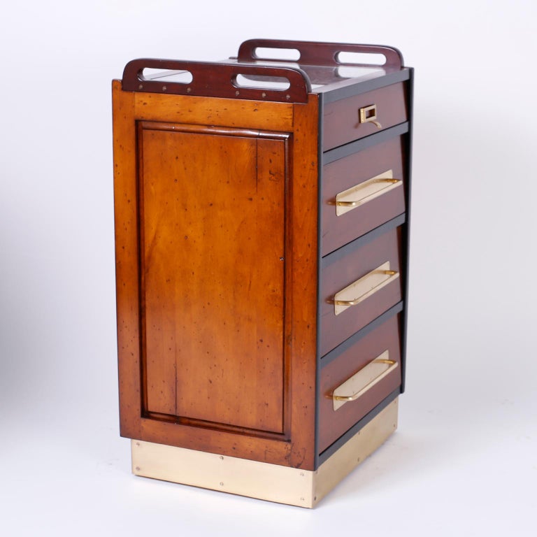 Pair of Mahogany Nightstands in the Nautical Tradition at 1stDibs