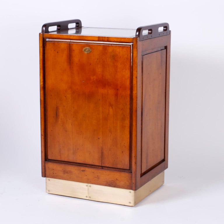 Pair of Mahogany Nightstands in the Nautical Tradition at 1stDibs