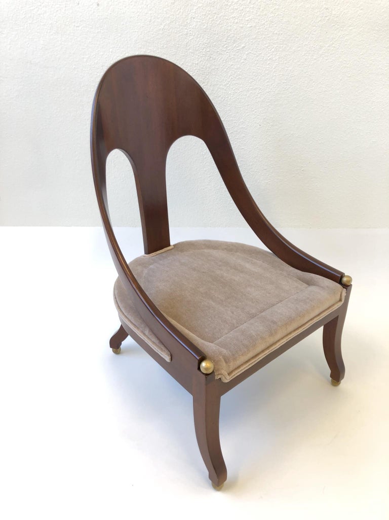 Pair of Mahogany Spoon Back Slipper Lounge Chairs by Michael Taylor for ...