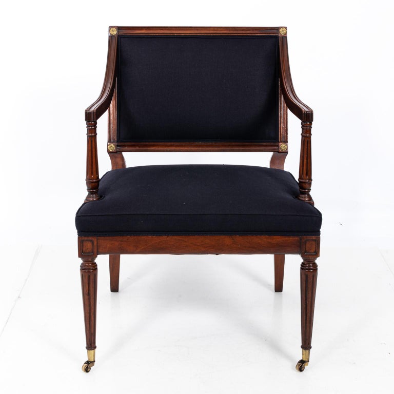Pair of Mahogany Square Back Library Chairs at 1stDibs