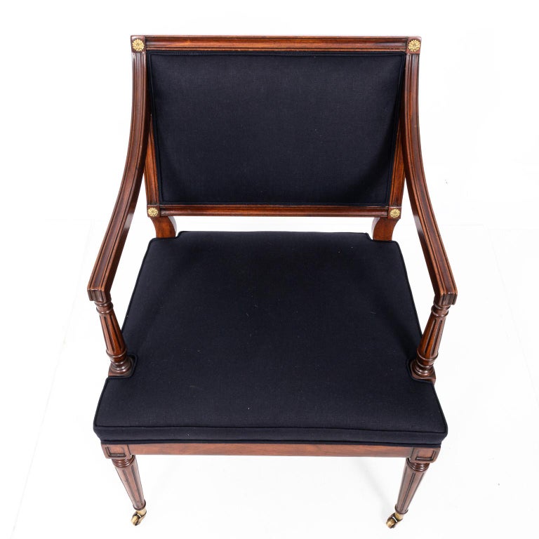 Pair of Mahogany Square Back Library Chairs at 1stDibs
