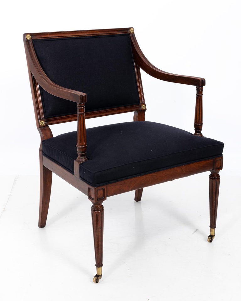 Pair of Mahogany Square Back Library Chairs at 1stDibs