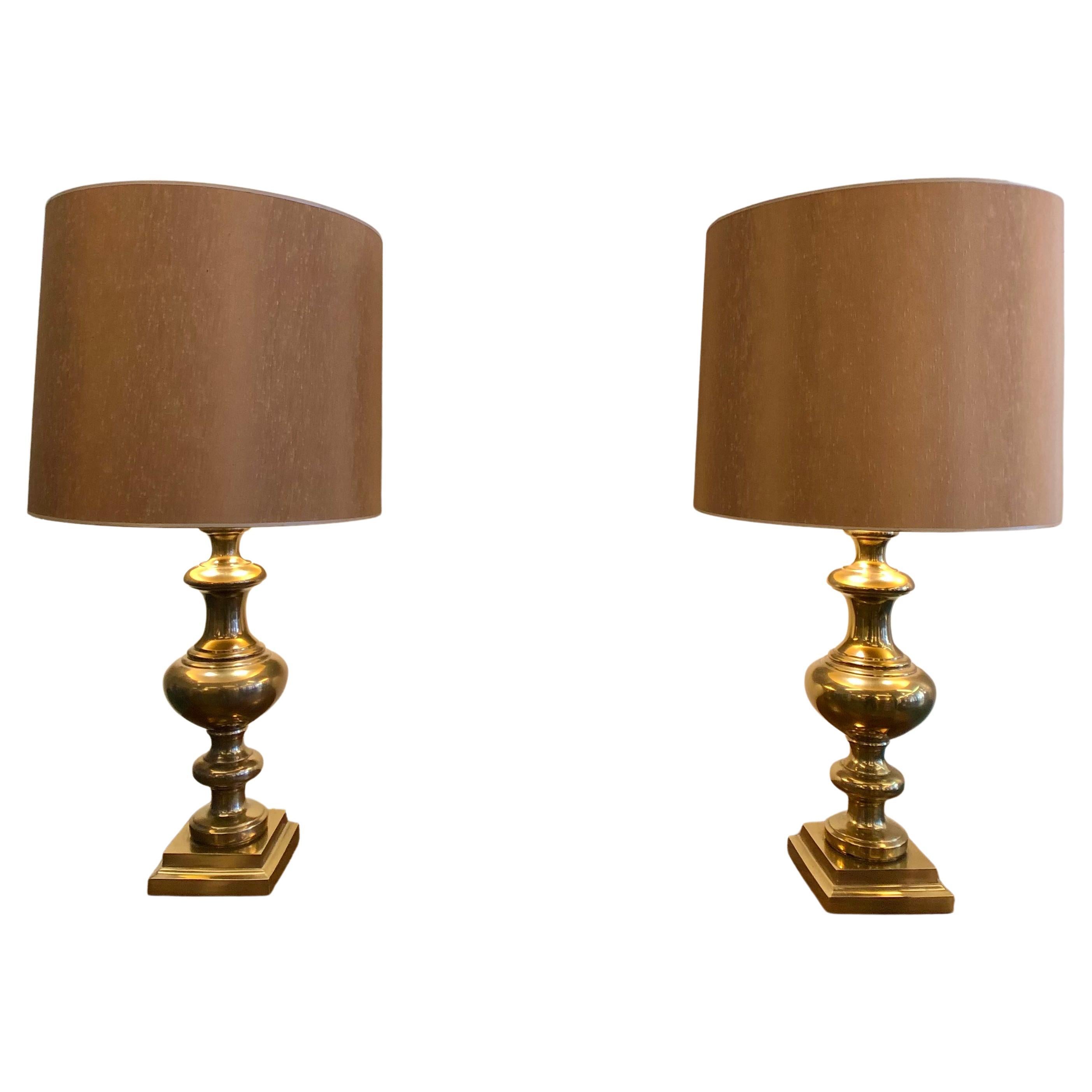 Pair of Bronze and Crystal Lamps in the Style of Maison Charles For ...