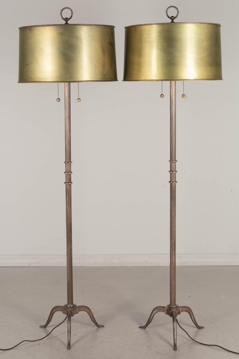Pair of Maison Jansen Floor Lamps with Brass Drum Shades For Sale at ...