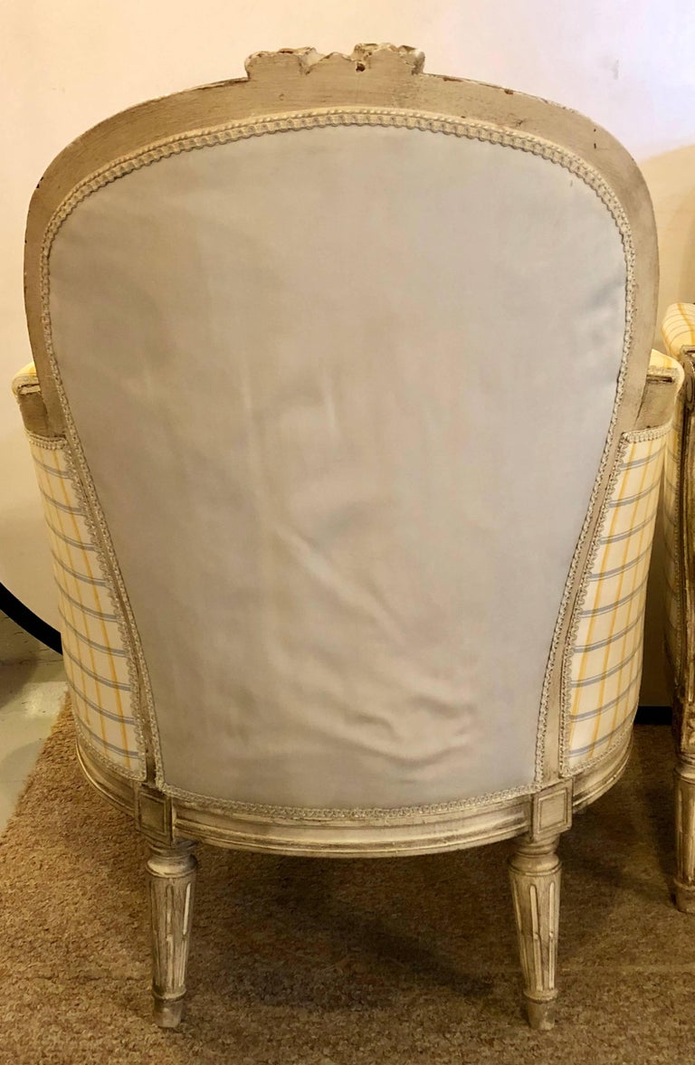 Pair of Maison Jansen Louis XVI Style Bergere Chairs in Burberry ...