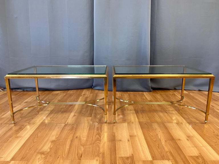 Pair of Maison Jansen-Style Neoclassical Brass and Glass End Tables ...