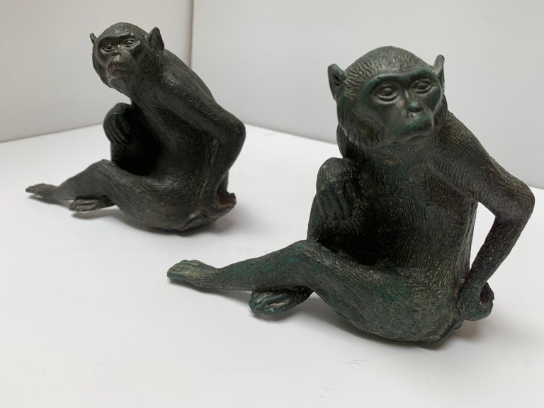 Pair of Maitland Smith Bronze Monkey Door Stops, Bookends, Paper ...
