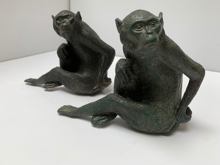 Pair of Maitland Smith Bronze Monkey Door Stops, Bookends, Paper ...