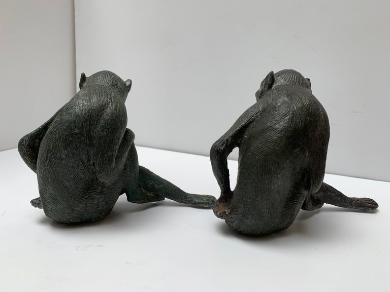 Pair of Maitland Smith Bronze Monkey Door Stops, Bookends, Paper ...