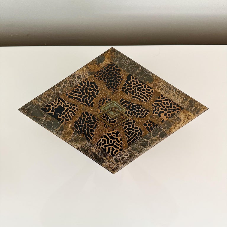 Pair of Maitland Smith Marble Lidded Boxes For Sale at 1stDibs