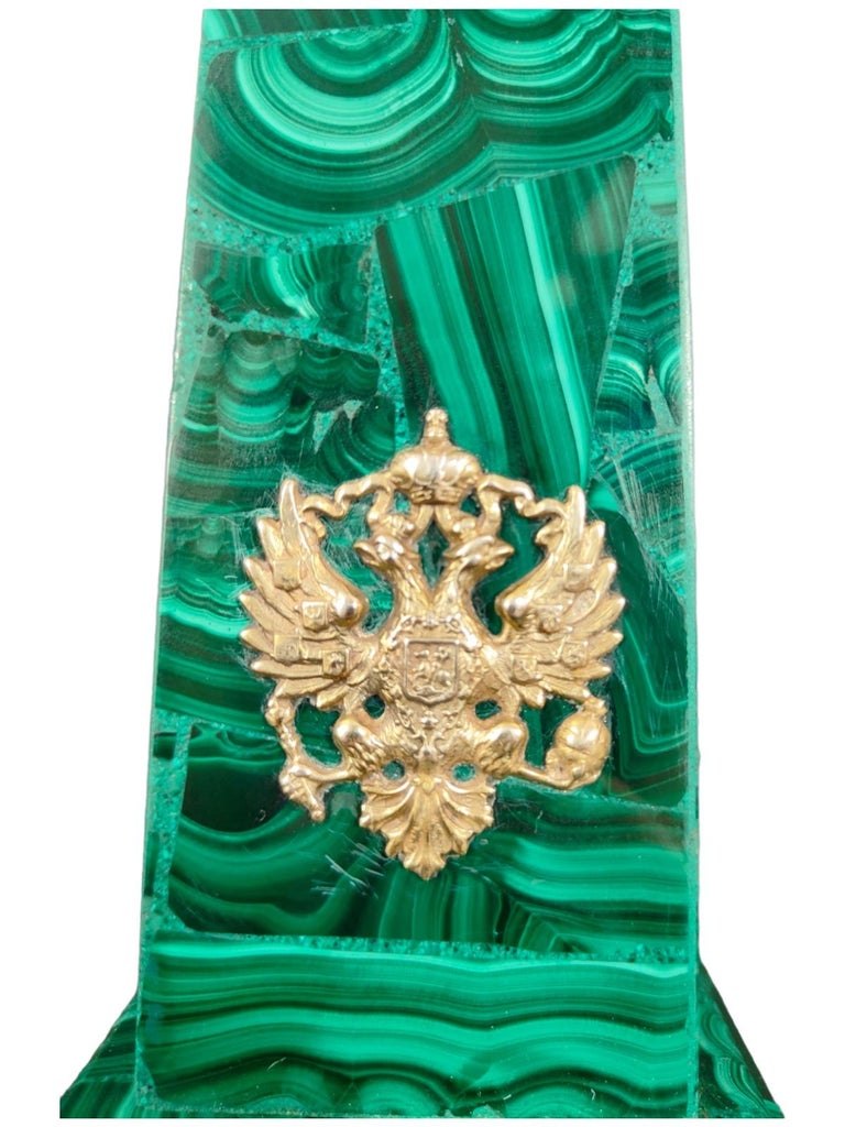 Pair of Malachite Obeliks Decorative Russian Malachite 20th Century For ...