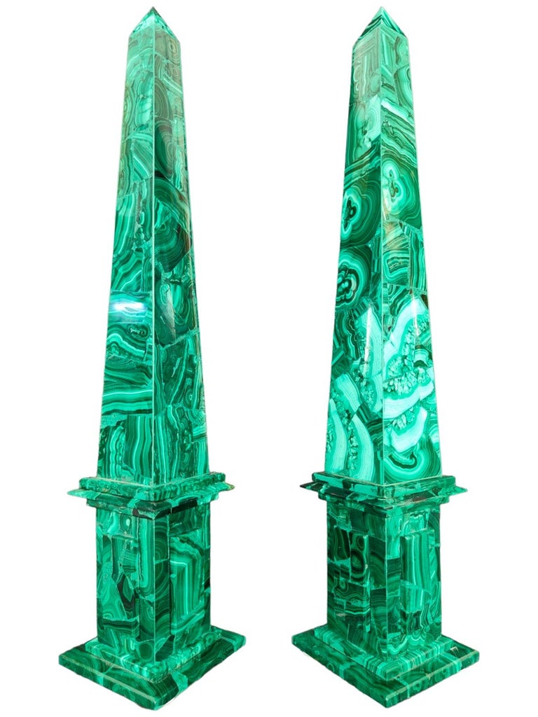 Pair of Malachite Obeliks Decorative Russian Malachite 20th Century For ...