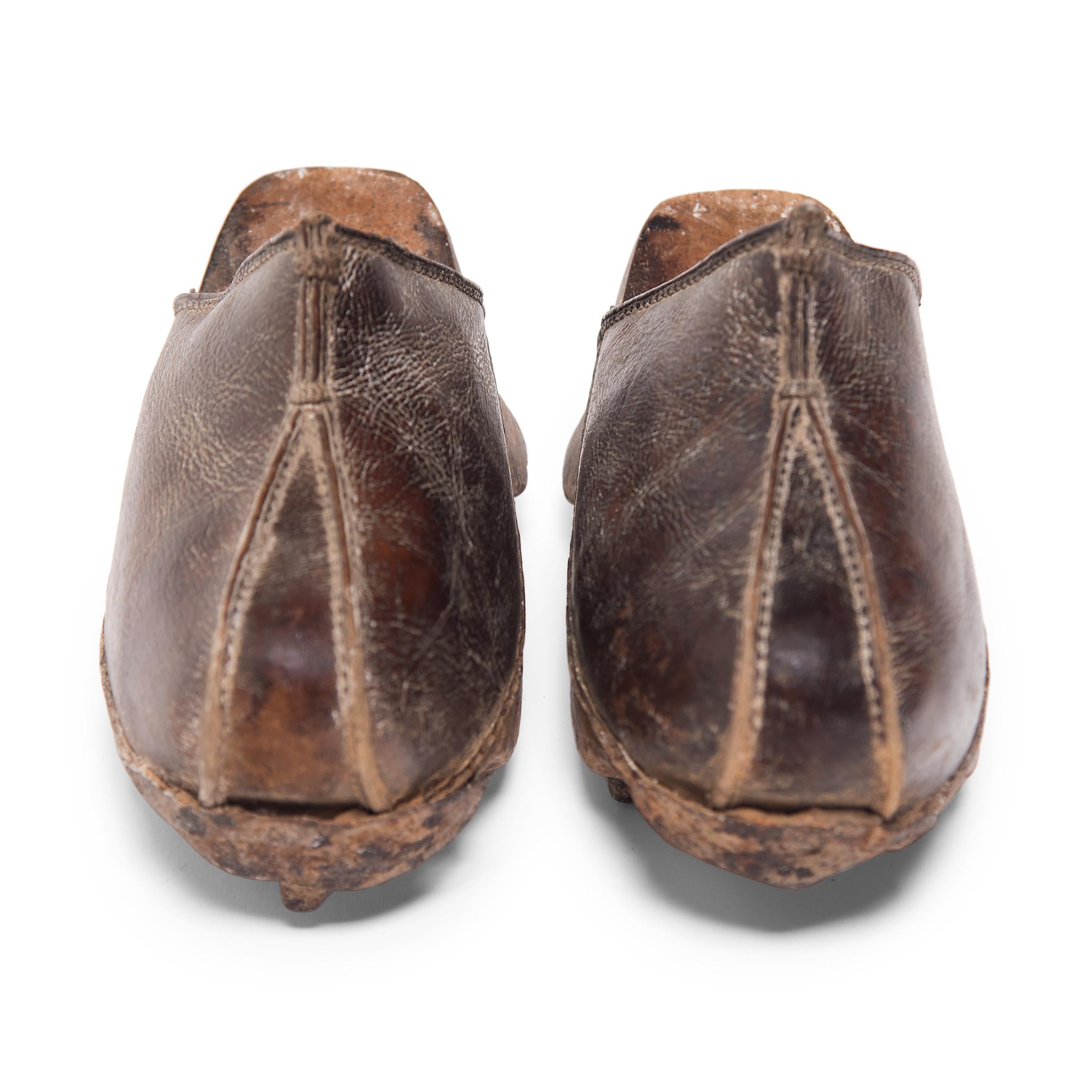 Pair of Manchu Leather Ice Shoes, circa 1900 at 1stDibs