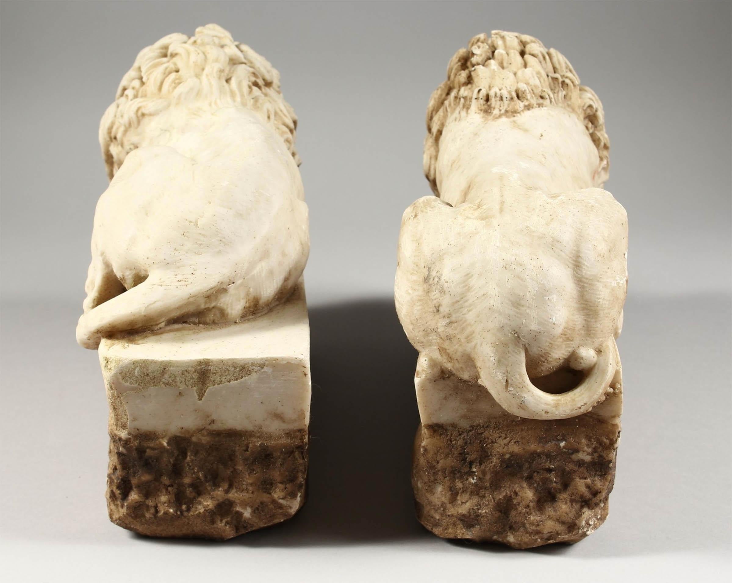Pair of Alabaster Canova Lions Sculptures For Sale at 1stDibs