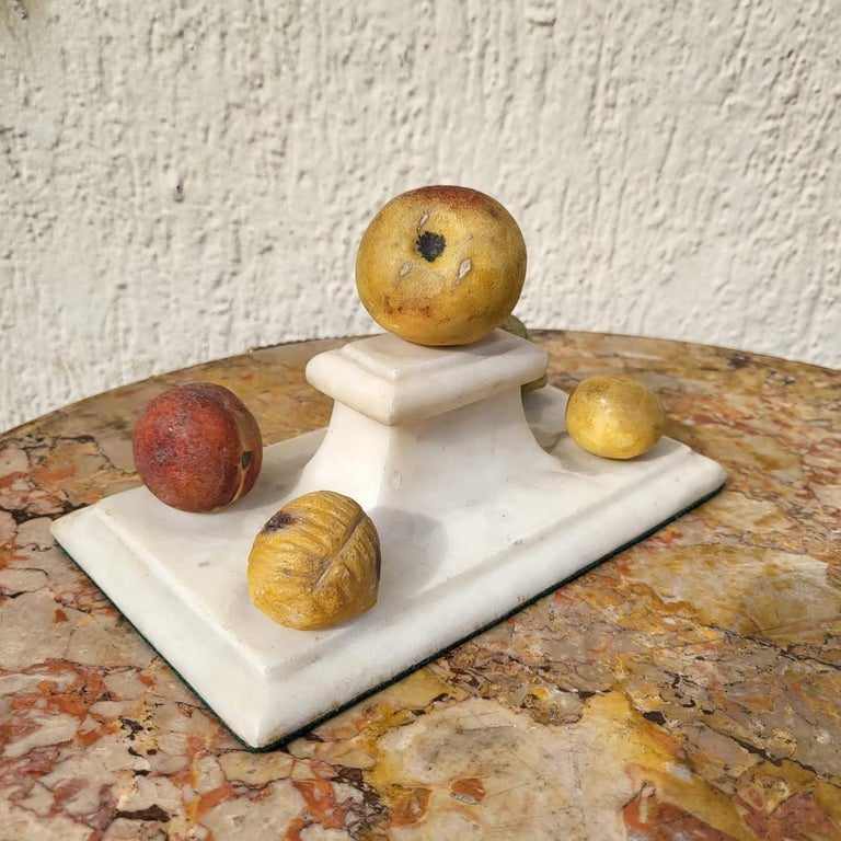 Pair of Marble Paperweight with Fruits, XIXth Century For Sale at 1stDibs