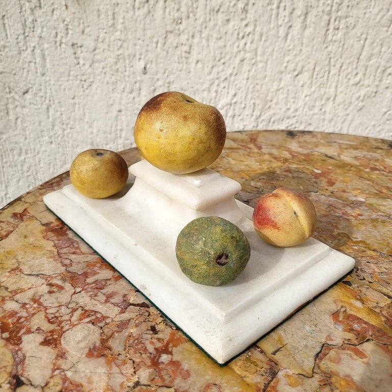 Pair of Marble Paperweight with Fruits, XIXth Century For Sale at 1stDibs