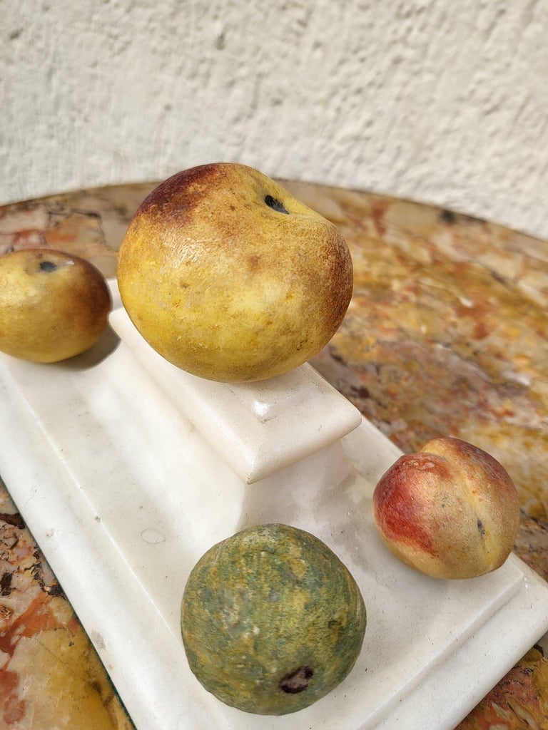 Pair of Marble Paperweight with Fruits, XIXth Century For Sale at 1stDibs