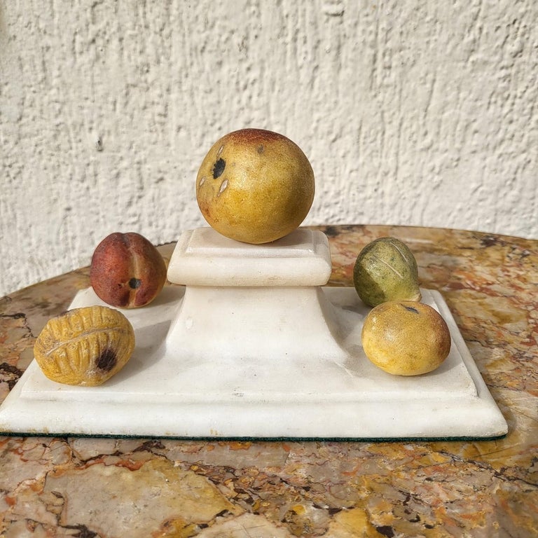 Pair of Marble Paperweight with Fruits, XIXth Century For Sale at 1stDibs
