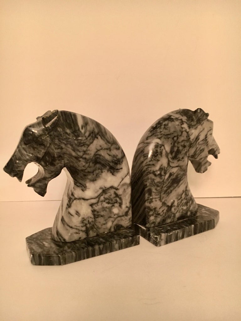 Pair of Marble Tiger Bookends at 1stDibs