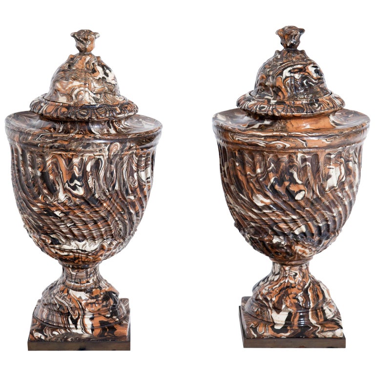 Pair of Marbled Stoneware Urns, Germany / Kassel or Fulda, circa 1800 ...