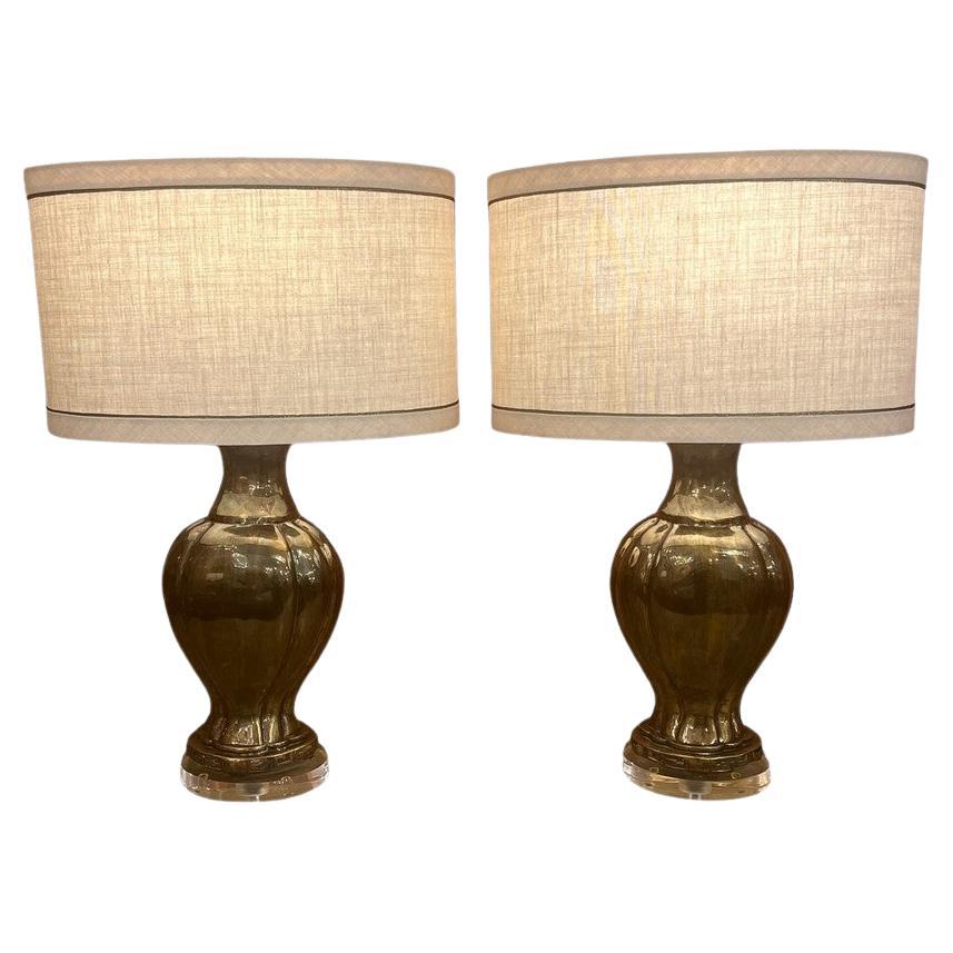 Pair of Marbro Brass Table Lamps For Sale at 1stDibs
