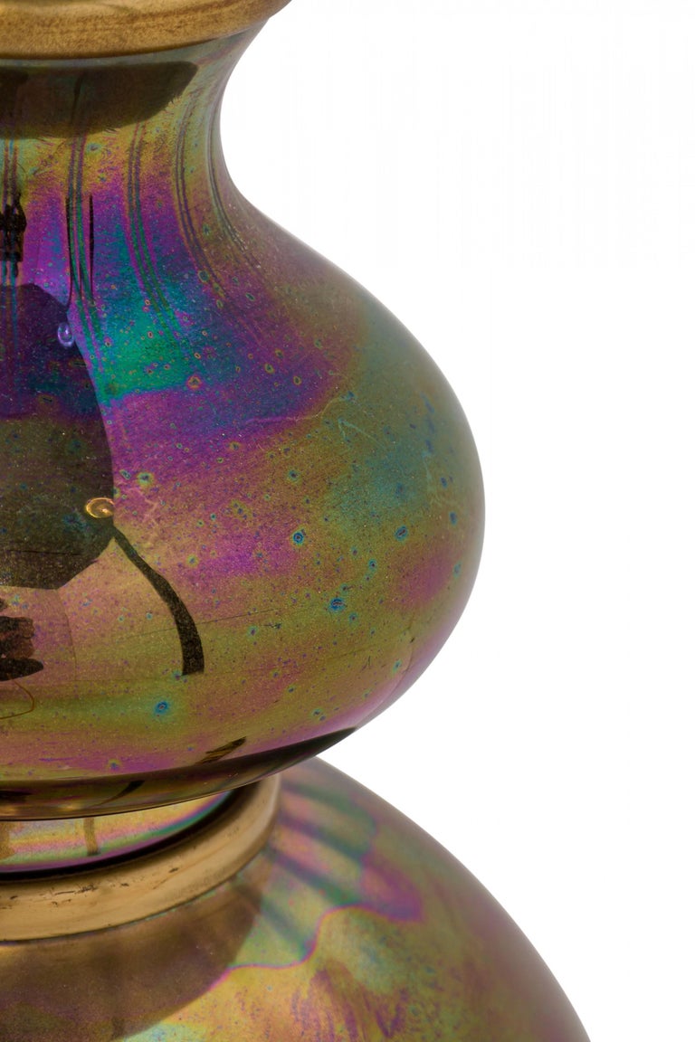 Pair of Marbro Mid-Century American Glass Iridescent Table Lamps For ...