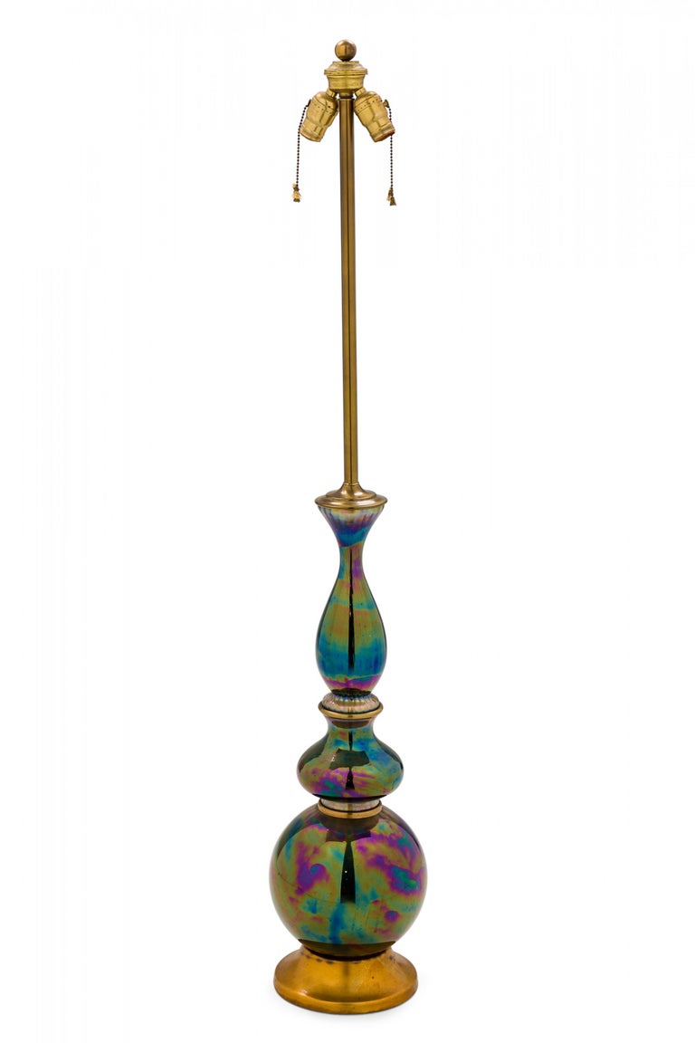 Pair of Marbro Mid-Century American Glass Iridescent Table Lamps For ...