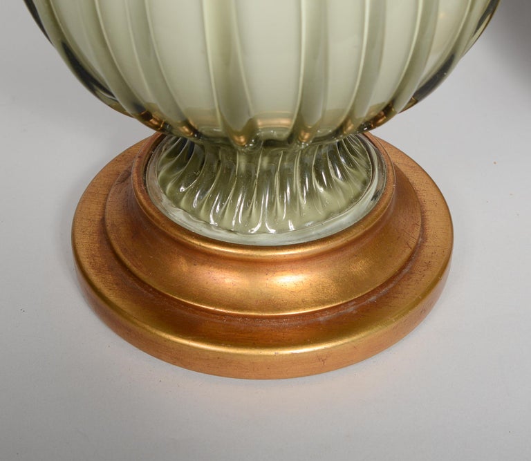 Pair of Marbro Murano Ribbed Glass Table Lamps For Sale at 1stDibs