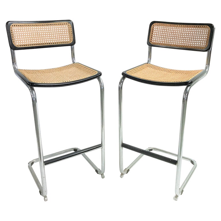 Pair of Marcel Breuer Bar Stools, 1970s at 1stDibs